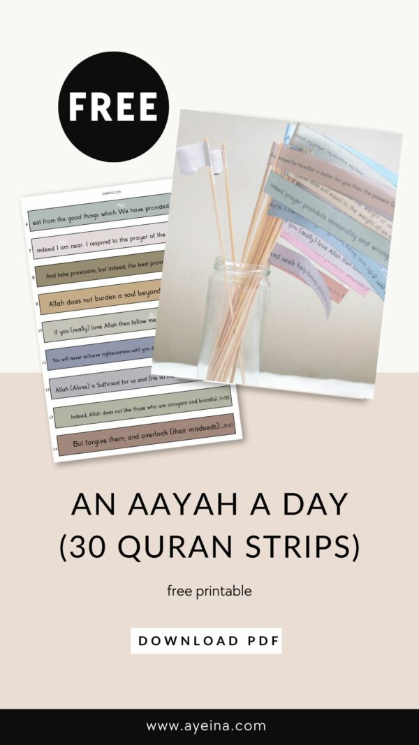 An Aayah a Day for Muslim Kids (+FREE printable) | AYEINA